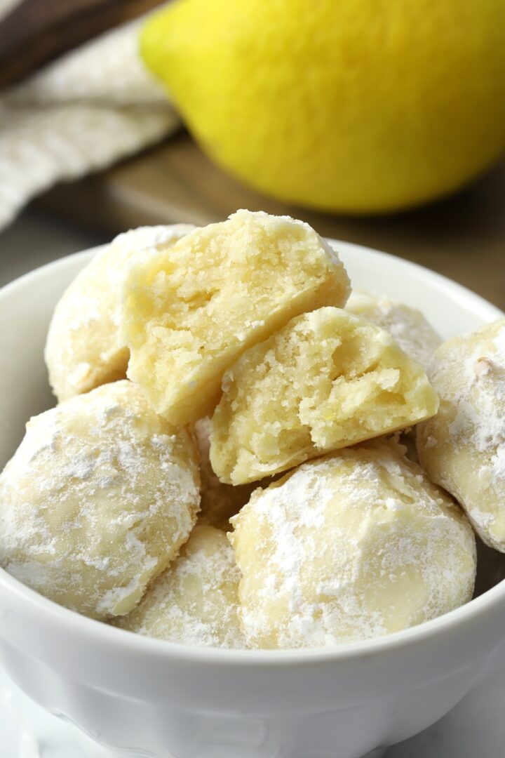 Lemon Coconut Snowball Cookies - The Toasty Kitchen