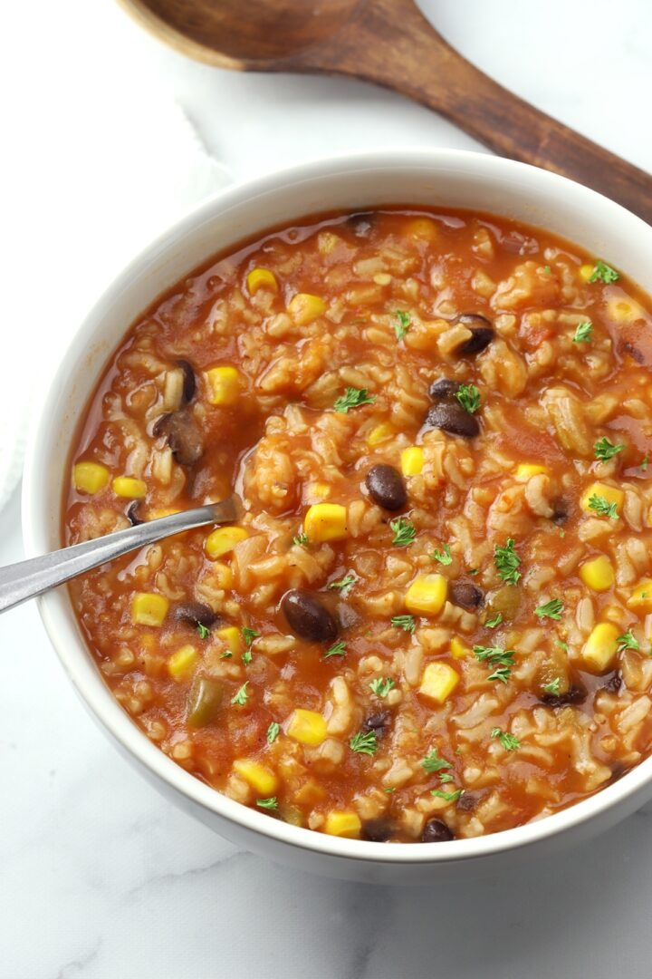 Beans and Rice Taco Soup - The Toasty Kitchen