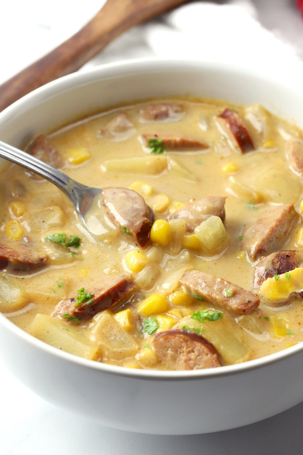 Corn Chowder with Sausage - The Toasty Kitchen