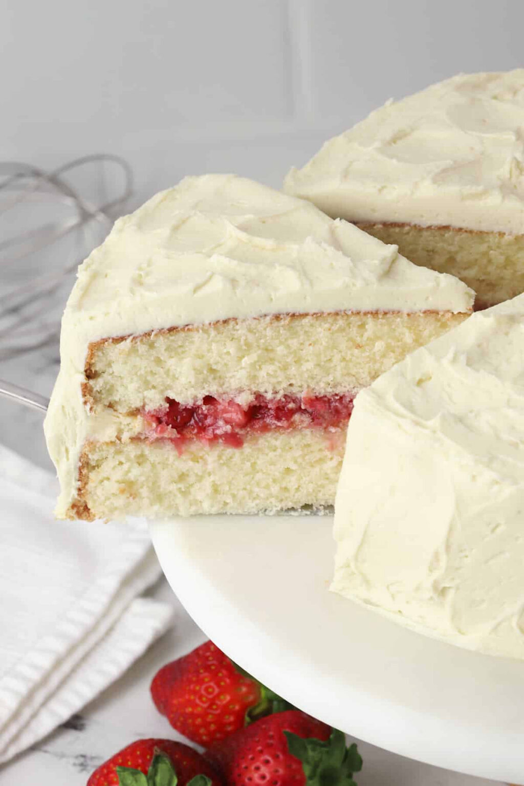 Strawberry Filled White Cake - The Toasty Kitchen